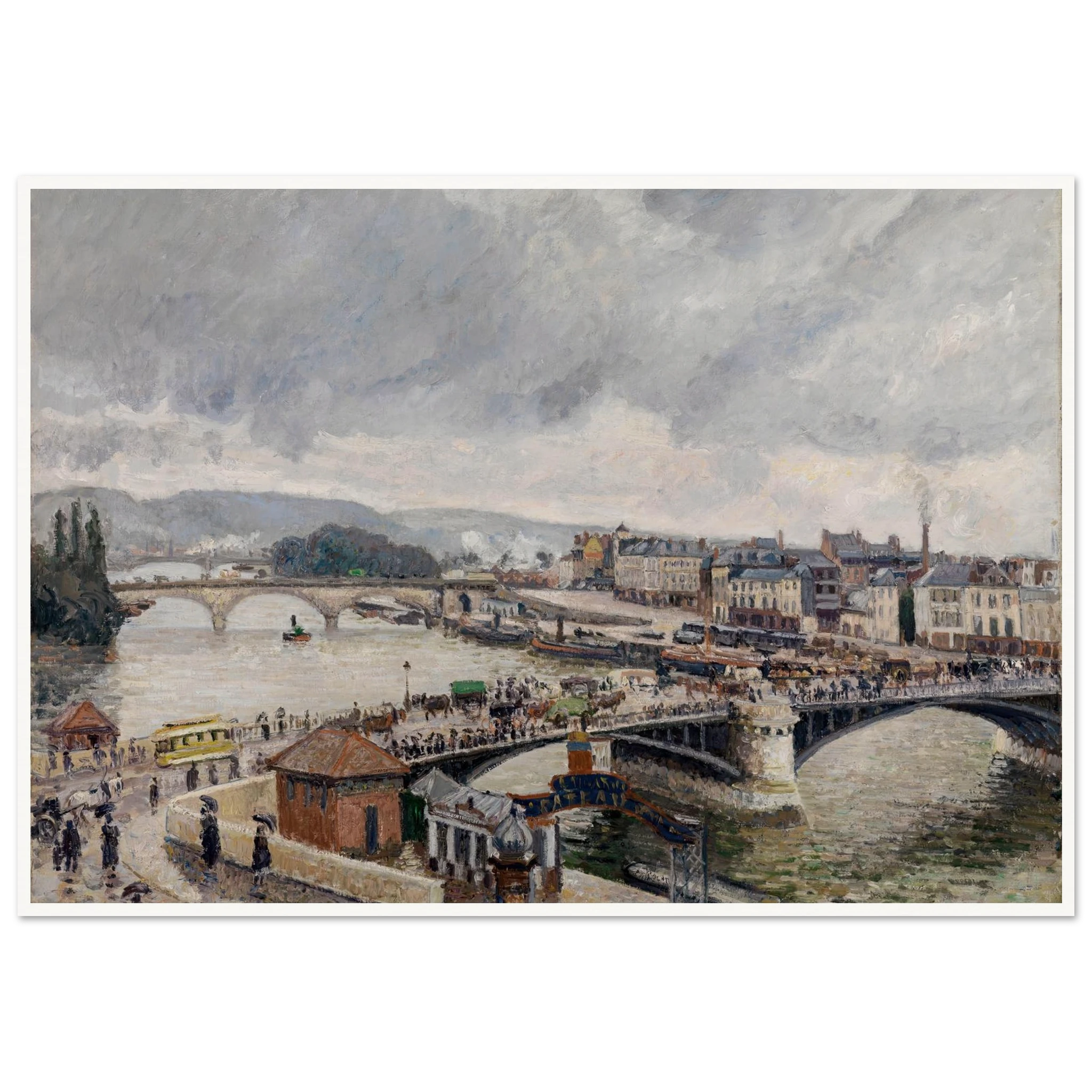 Blick auf die Grosse Brücke zu Rouen bei Regenstimmung (1896) Art ...