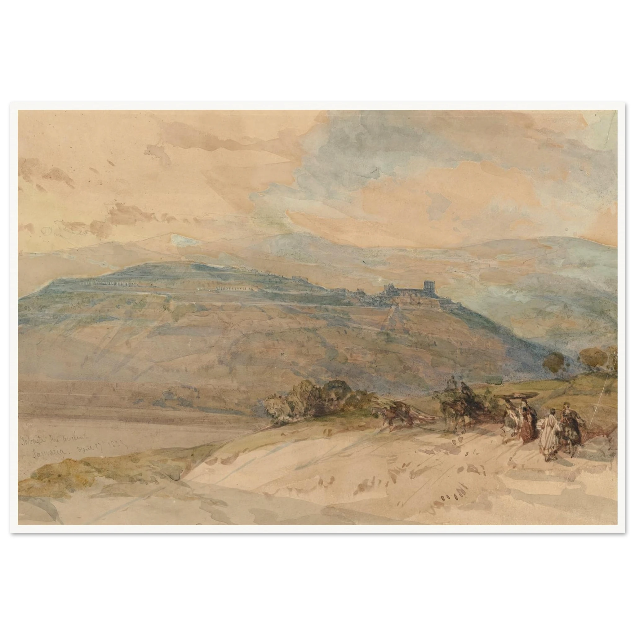 Distant view of Sebaste, Ancient Samaria (1839) Art Print | David ...