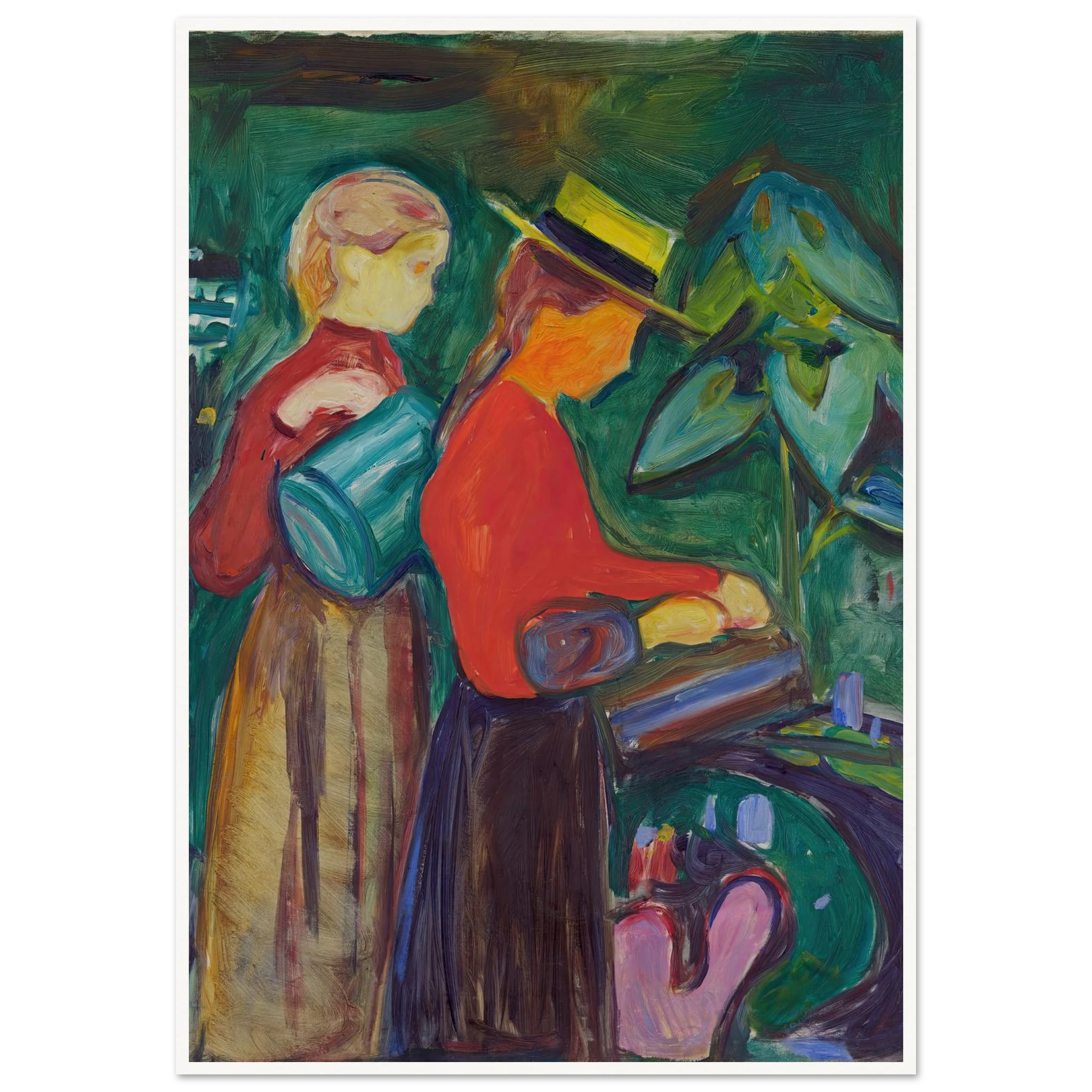 Girls watering Flowers (The Linde Frieze) (1904) Art Print | Edvard Mu ...